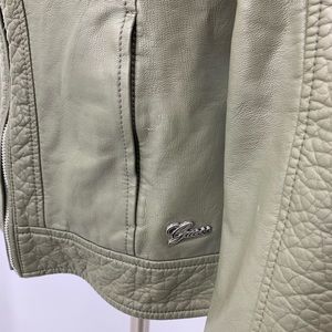 Guess | Jackets & Coats | Guess Leather Green Jacket | Poshmark
